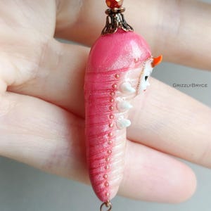 Caterpillar Pendant Isopod Maggot Pink Worm Creepy Doll Insect Totem ...