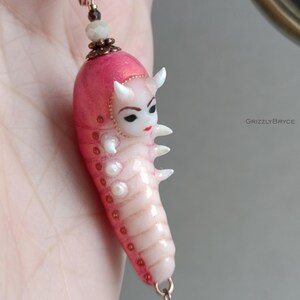 Caterpillar Pendant Isopod Maggot Pink Worm Creepy Doll Insect Totem ...