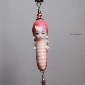 Caterpillar Pendant Isopod Maggot Pink Worm Creepy Doll Insect Totem ...