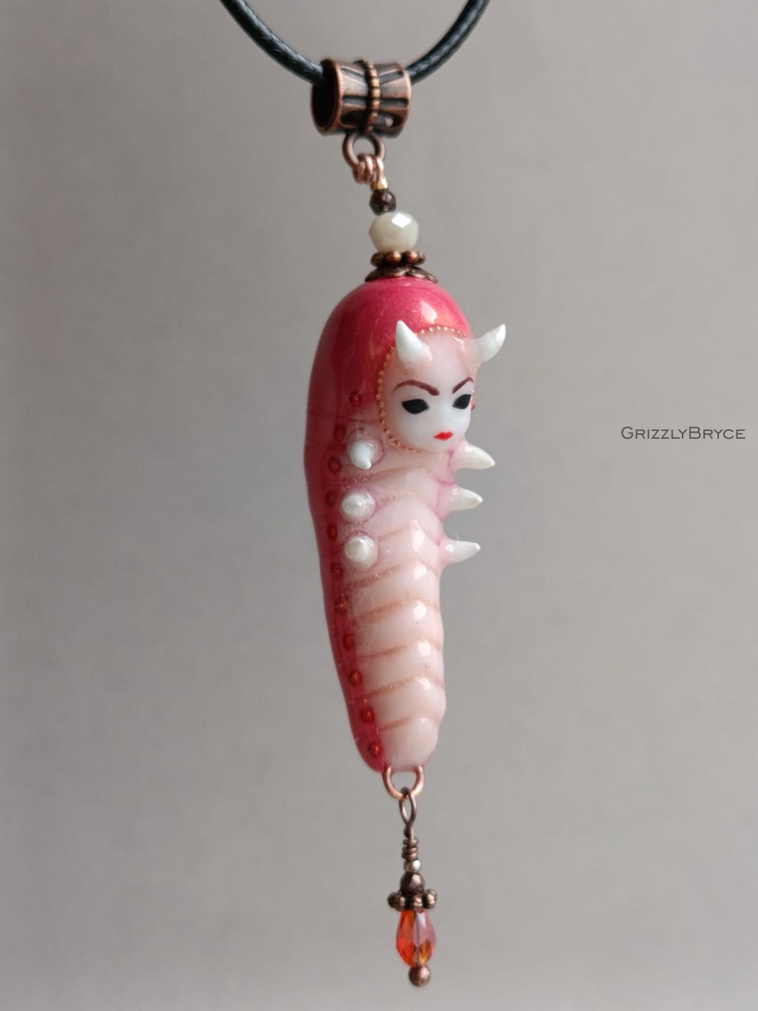 Caterpillar Pendant Isopod Maggot Pink Worm Creepy Doll Insect Totem ...