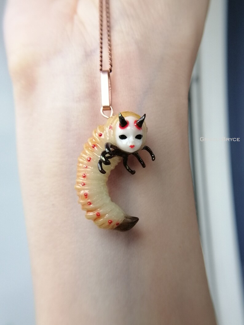 Caterpillar Pendant Totem Necklace Maggot Cute Insect Jewelry Animal ...