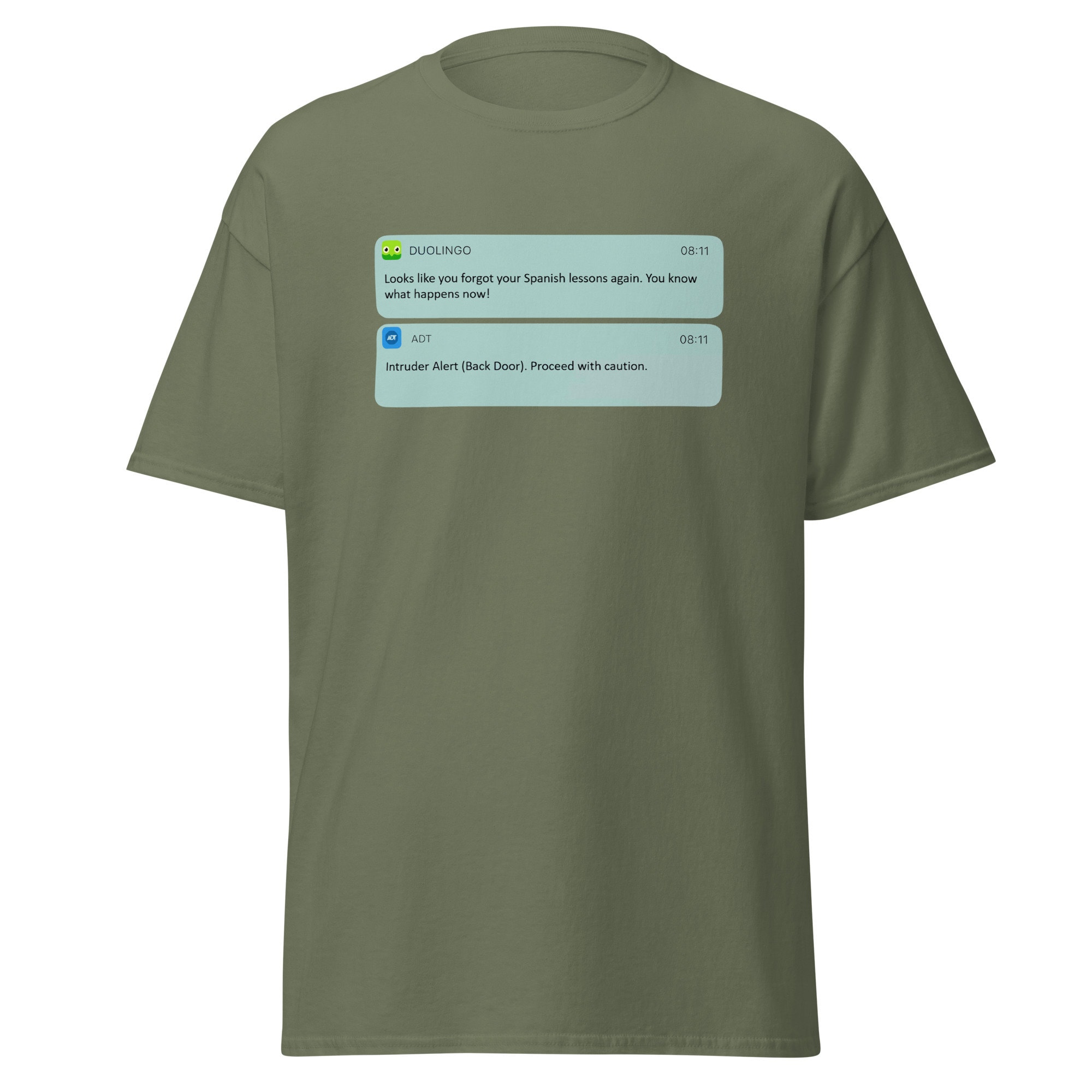 Hilarious Duolingo Meme Shirt, Spanish Lesson Intruder Joke, Fun ...