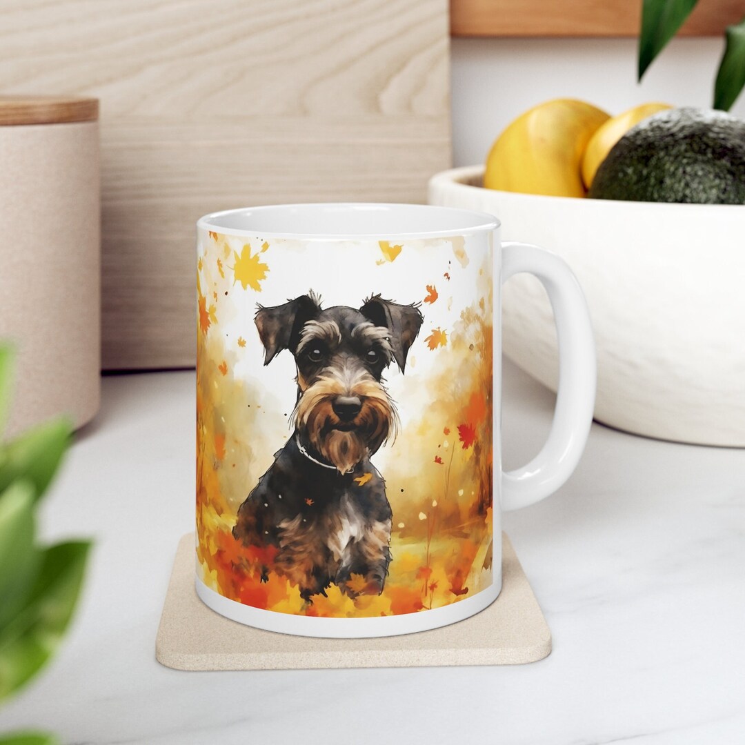 Miniature Schnauzer Fall Leaves Coffee Mug, Dog Lover Gift, Autumn ...