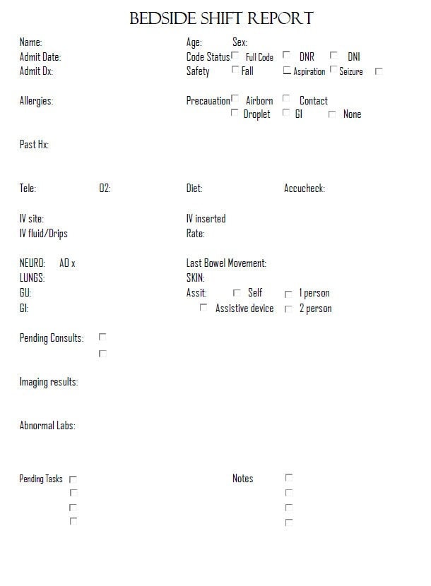 Nursing Bedside Report - Etsy