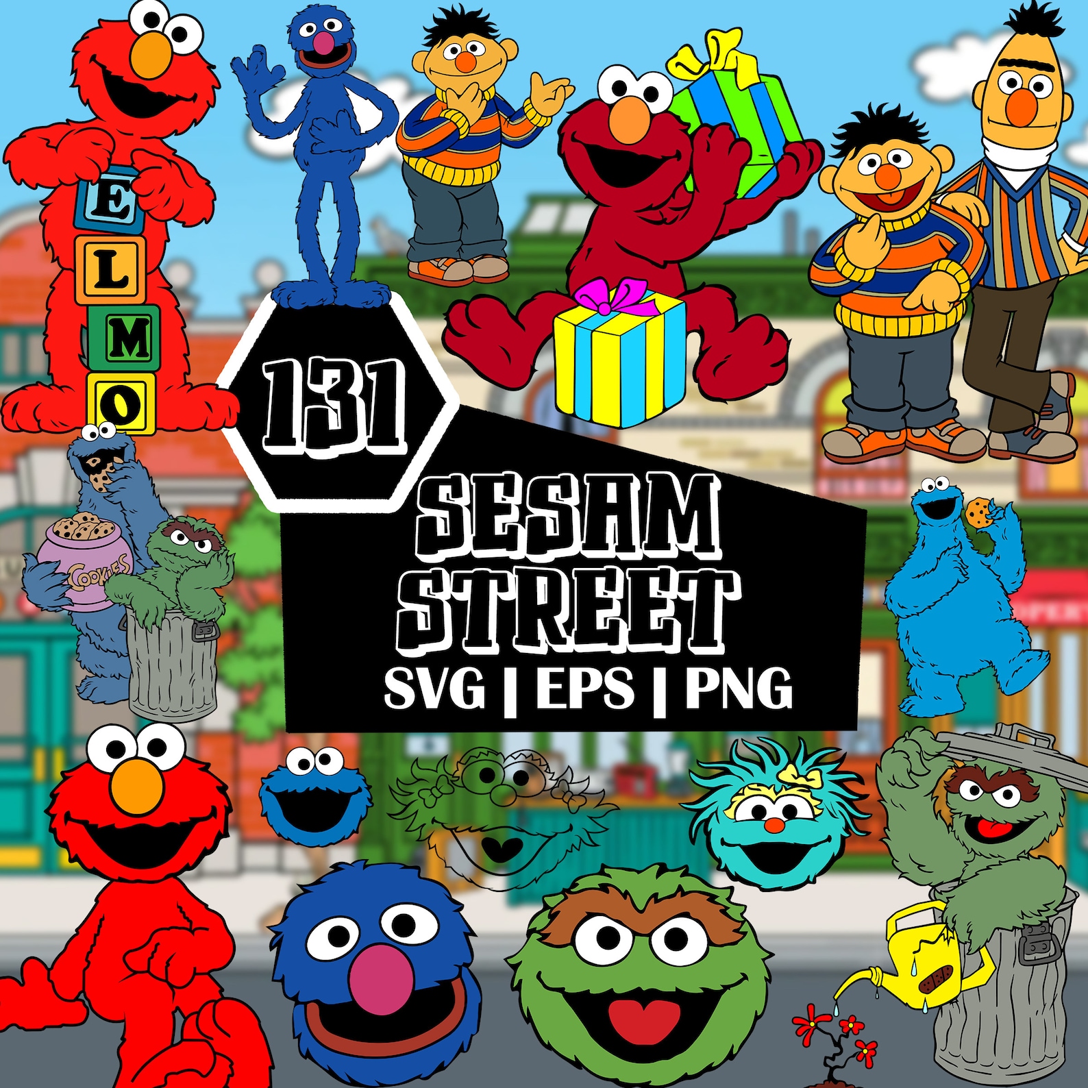 Sesam Street Svg Eps Silhouette Files Sesame Street Character Vector ...