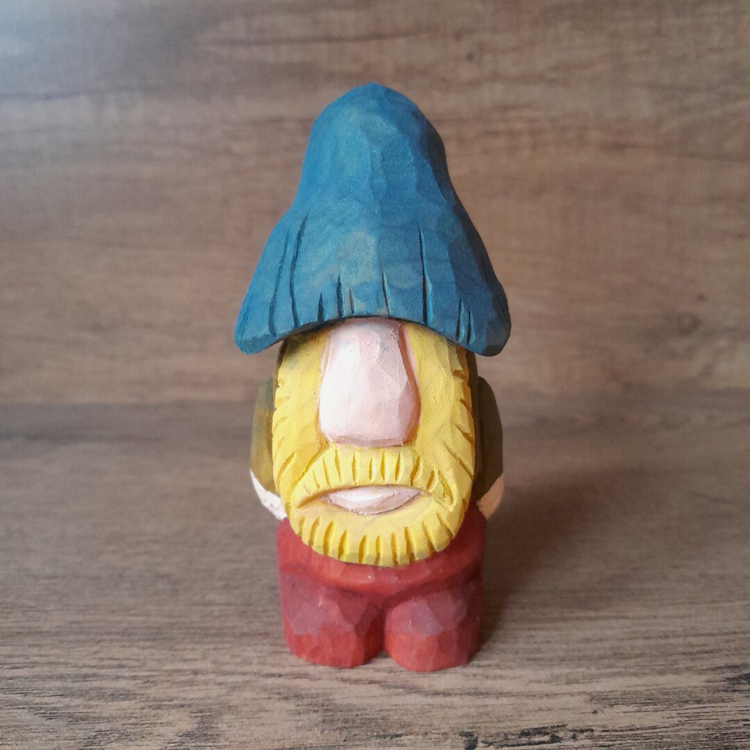 Wooden Gnome Figurine Handmade Gnome Ornament Gnome Decor Dwarf ...
