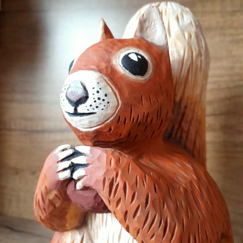 Squirrel Wood Carving Squirrel Wooden Animal Forest Sculpture Forest ...