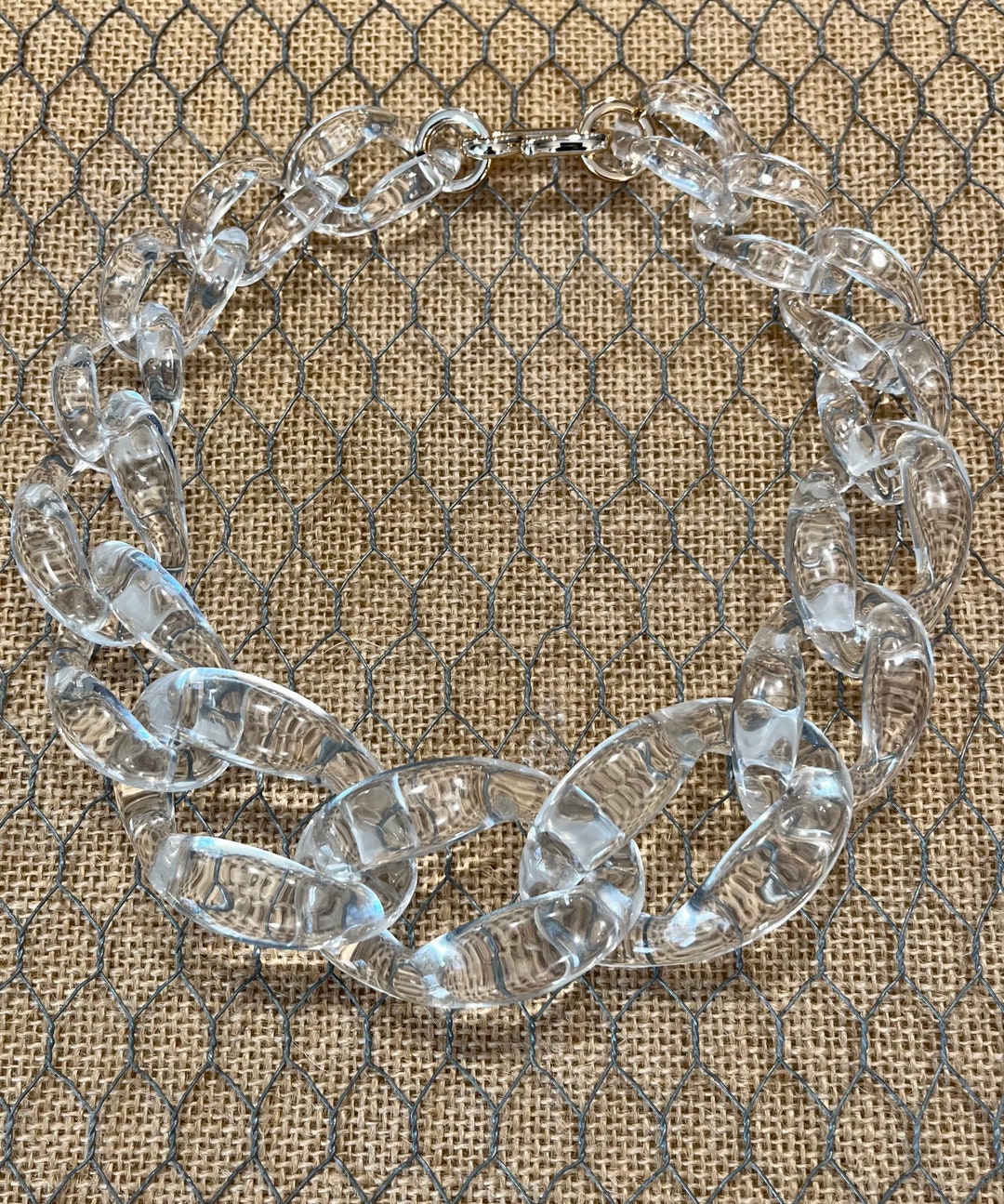 Resin Glossy Translucent Acrylic Chunky Chain Link Statement Necklace ...