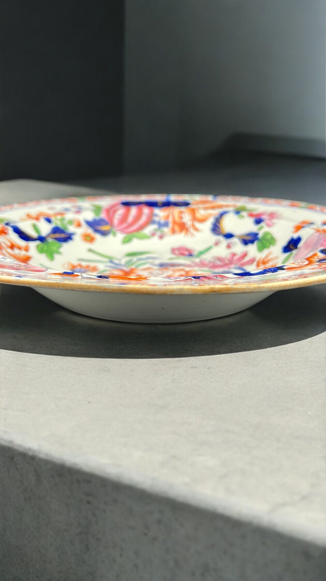 Georgian Hicks & Meigh Ironstone Plate Hand Painted Water Lily Pattern ...