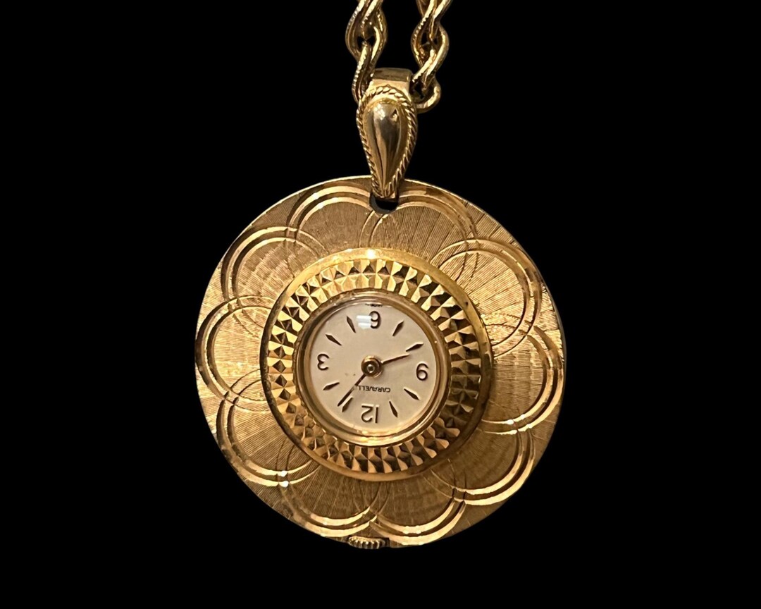 Vintage Caravelle by Bulova Ladies Pendant 7 Jewels Mechanical Watch ...