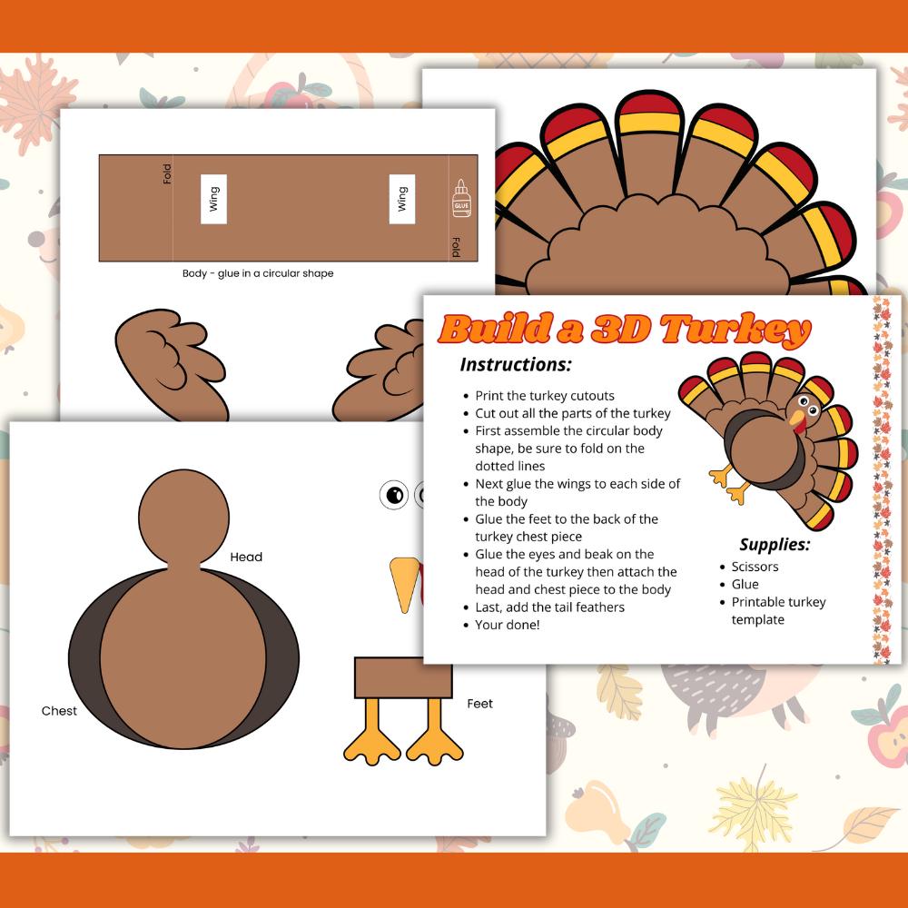 Build a 3D Turkey | Thanksgiving Kids Activities | Thanksgiving Crafts ...
