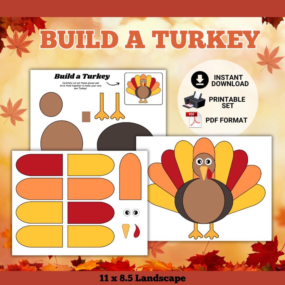 Build a Turkey Printable Craft, Fun Kids Turkey Craft Activity ...