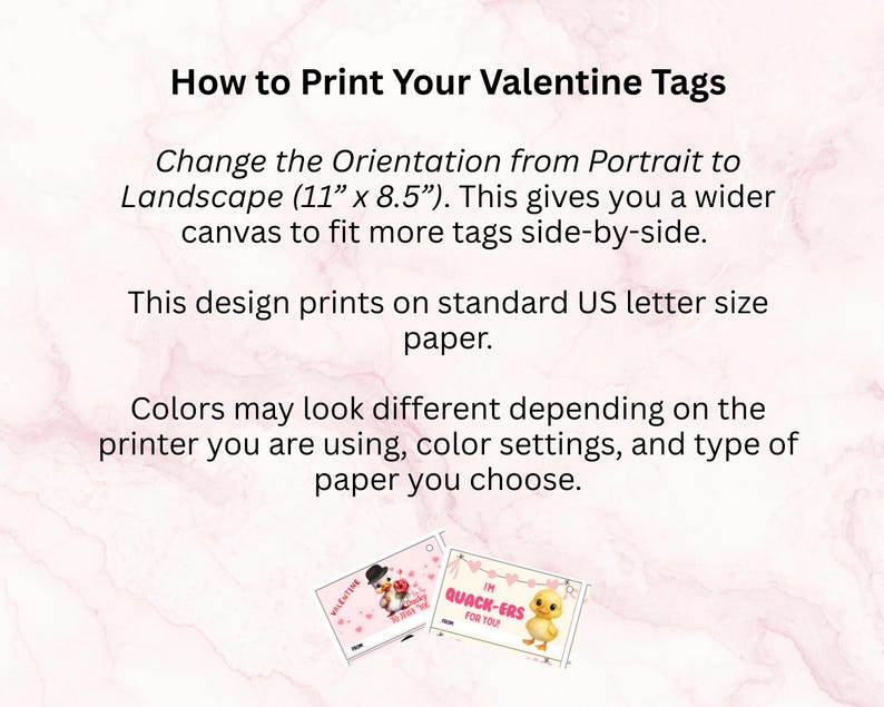 Printable Duck-themed Valentine's Day Tags, School Classroom Exchange ...