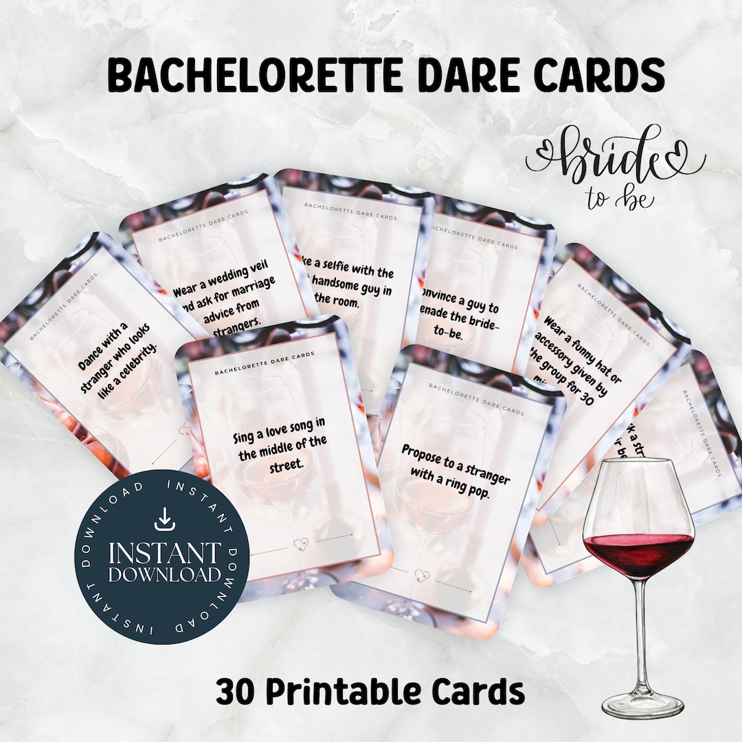 Bachelorette Dare Cards | Girl's Night Out | Bridal Shower Game ...