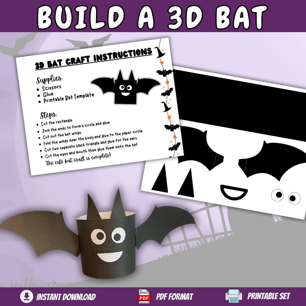 Build a 3D Bat Craft | Halloween Kids Activities | Halloween Crafts ...