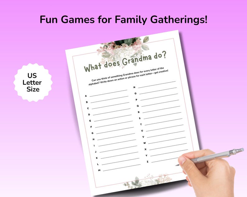 Grandparents Day Printable Game Bundle, Who Knows Grandma Best, Family ...
