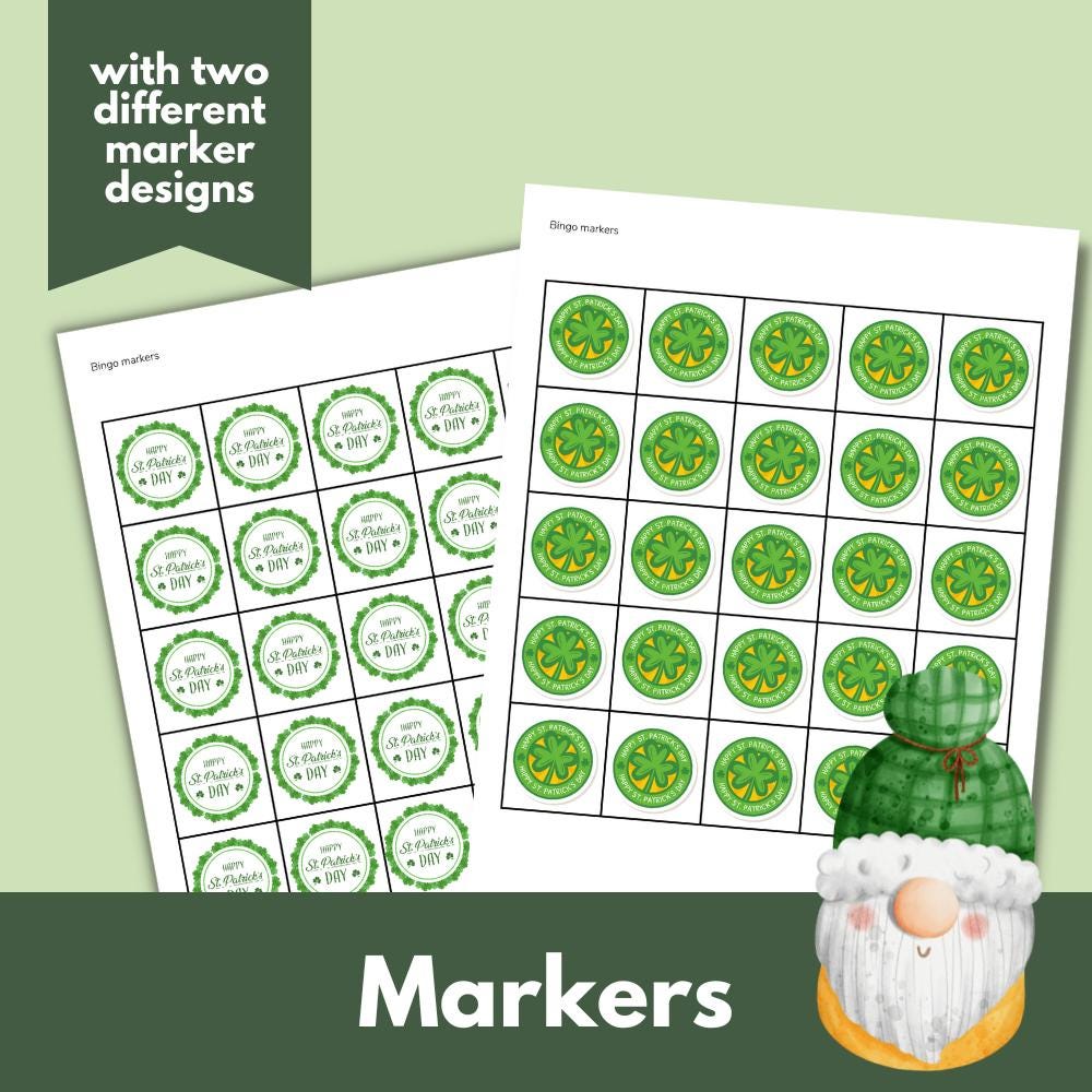 St. Patrick's Day Bingo Game | Printable Bingo Game | Printable Party ...