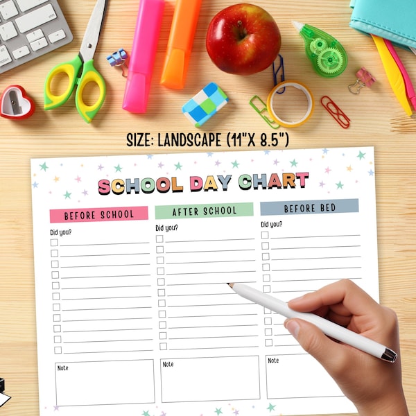 School Day Checklist - Etsy