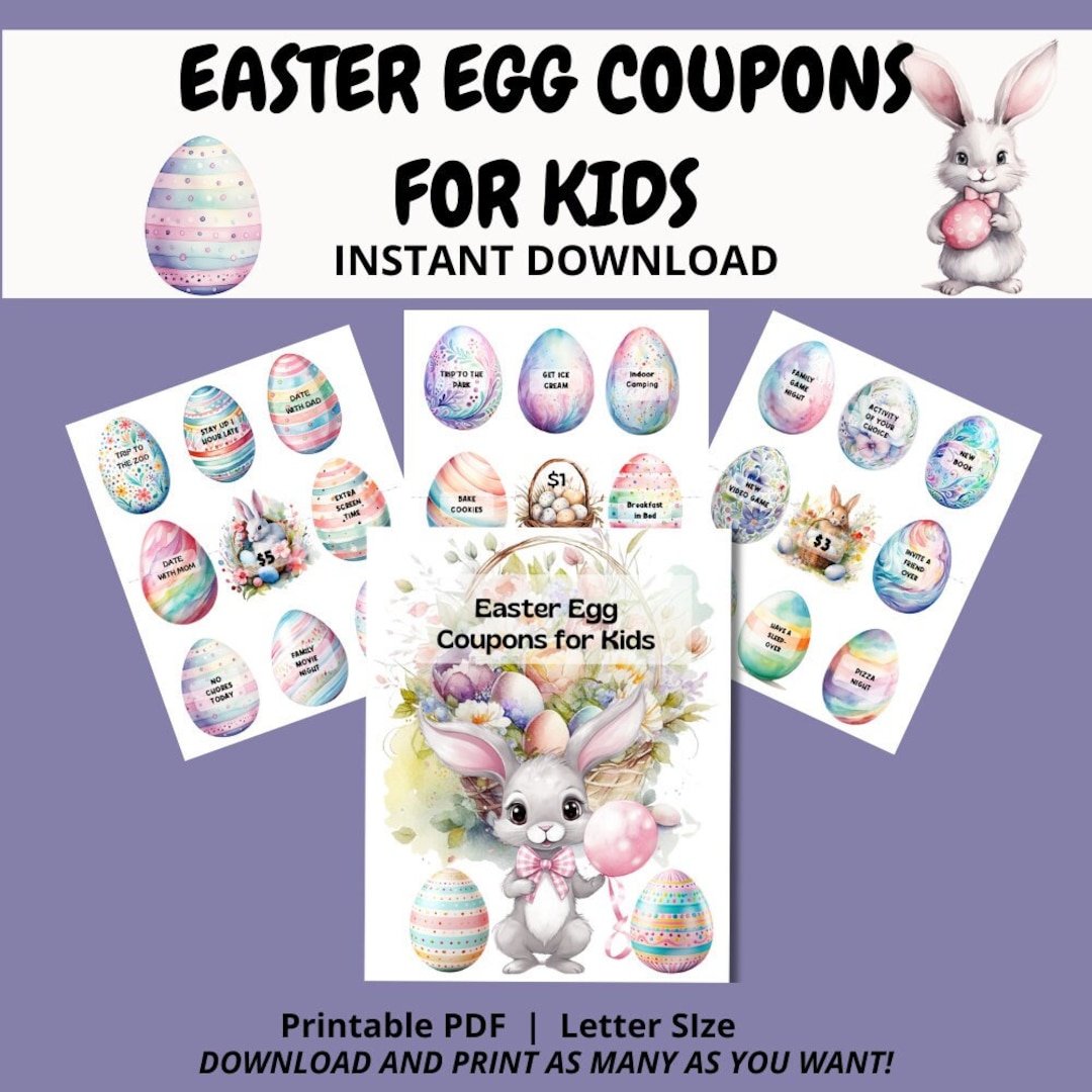 Easter Coupons for Kids | Printable Easter Egg Coupons | Printable ...