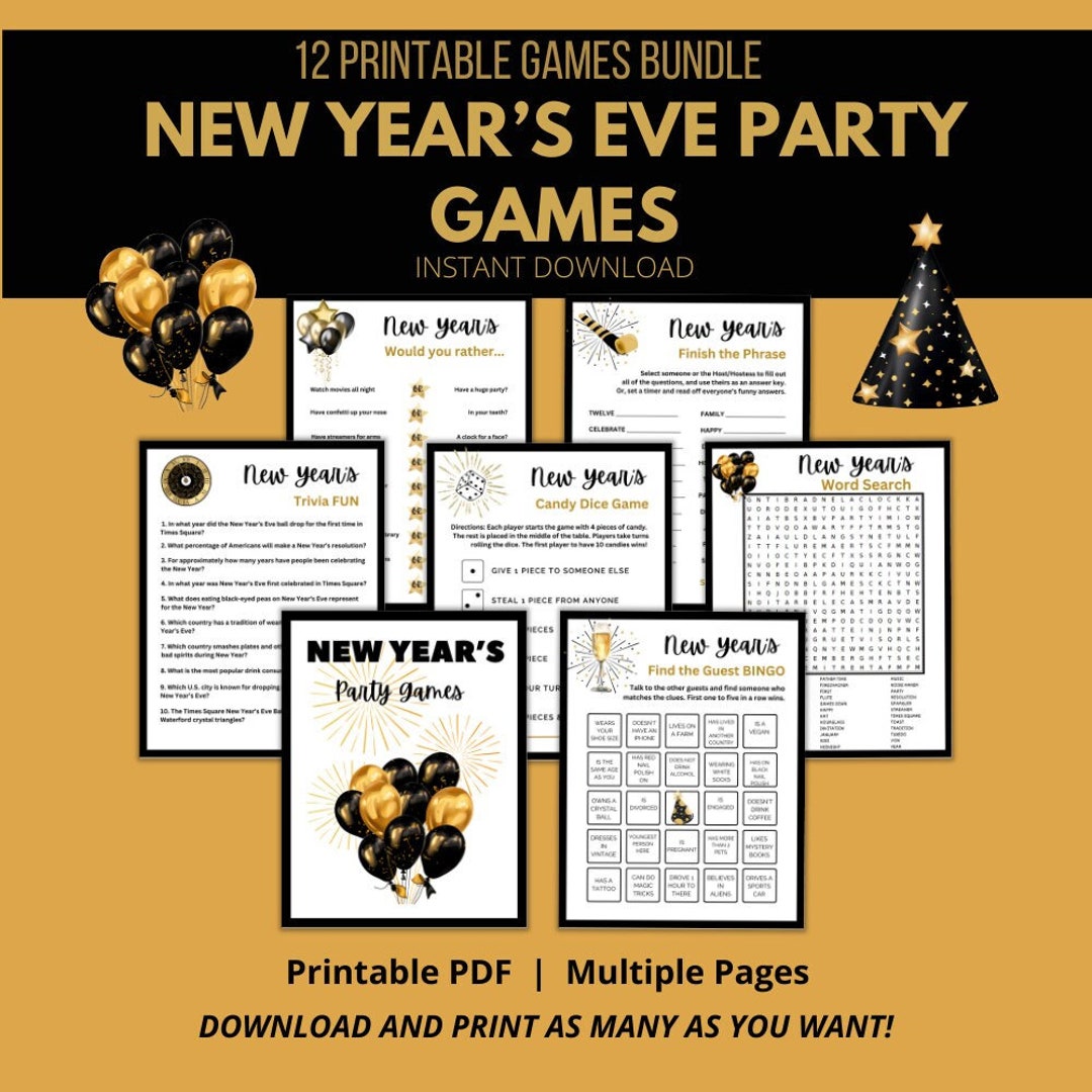 New Year's Eve Party Games | New Year's 12 Game Bundle | New Year's ...