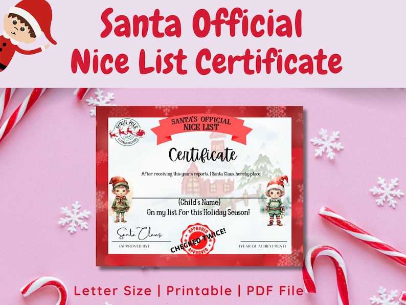 Santa's Official Nice List Certificate | North Pole Report | Santa ...