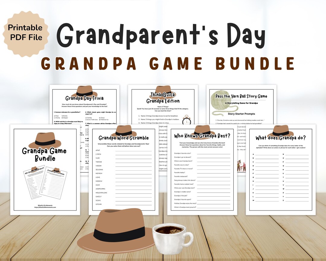 Grandparents Day Printable Game Bundle, Who Knows Grandpa Best, Family ...