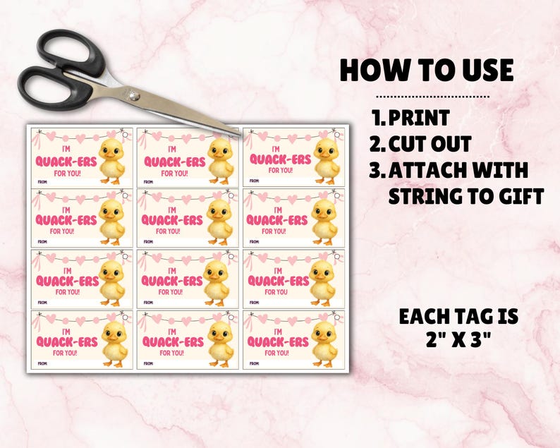 Printable Duck-themed Valentine's Day Tags, School Classroom Exchange ...