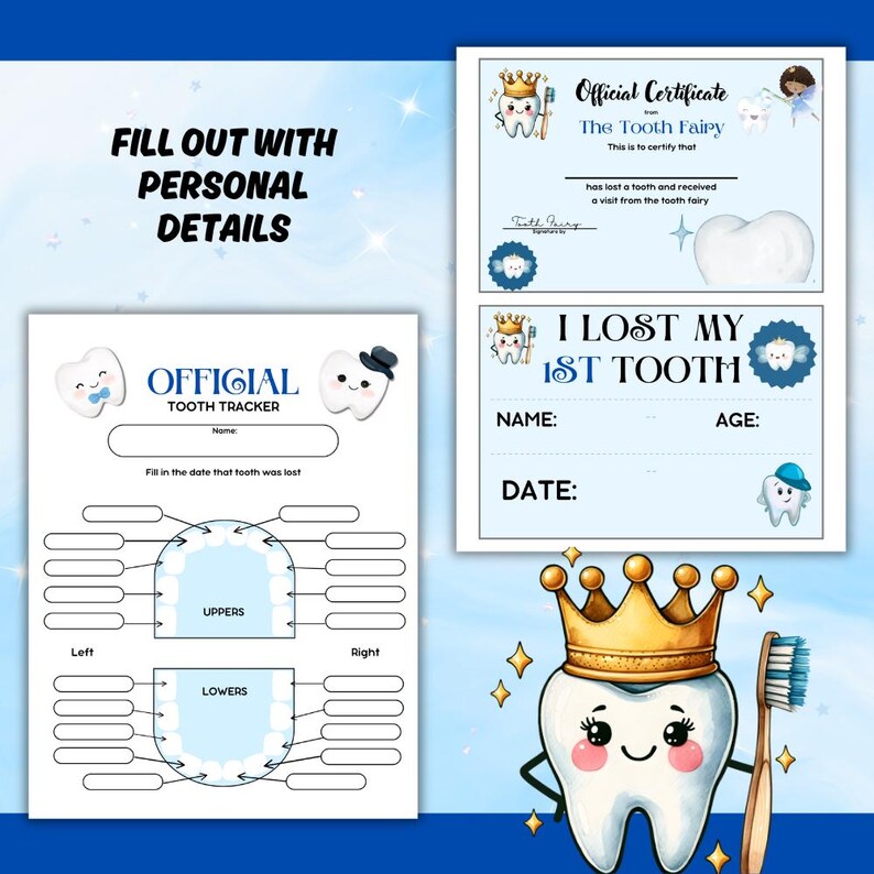 Tooth Fairy Printable Kit for Boys, Tooth Fairy Official Certificate ...