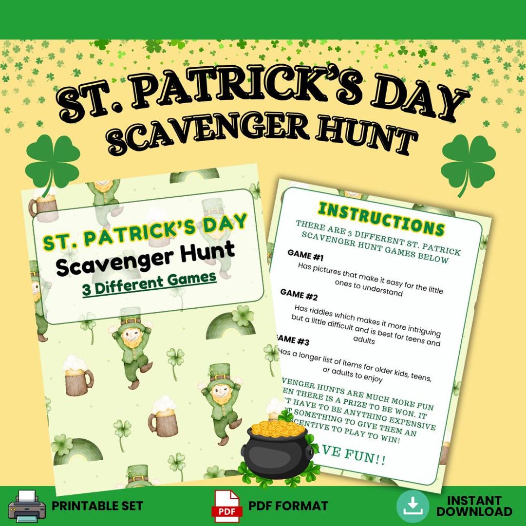 St. Patrick's Day Scavenger Hunt | St. Paddy's Day Printable Game ...
