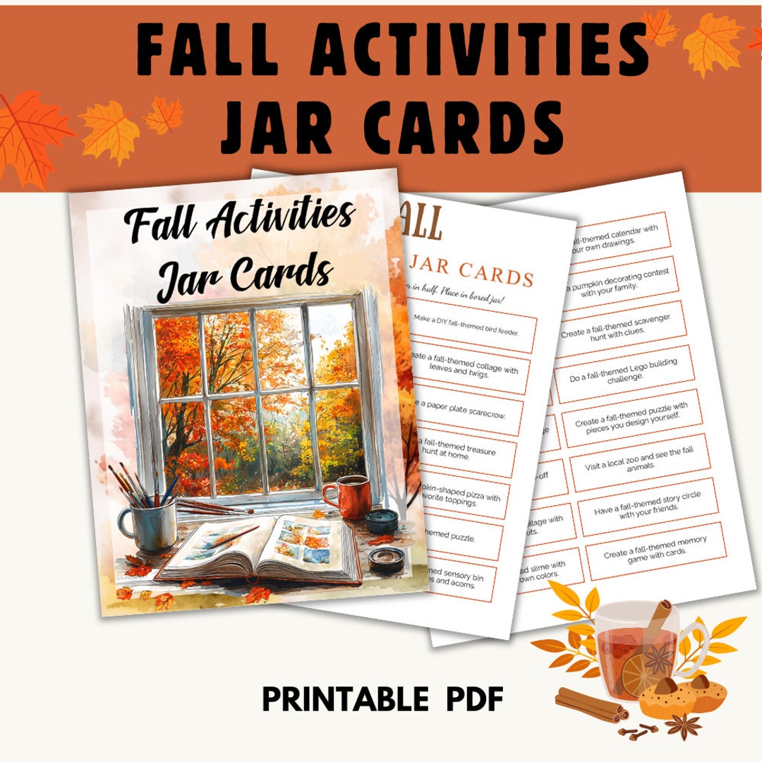 Fall Activities Jar Cards | Fall Bucket List | Fall Activities for ...