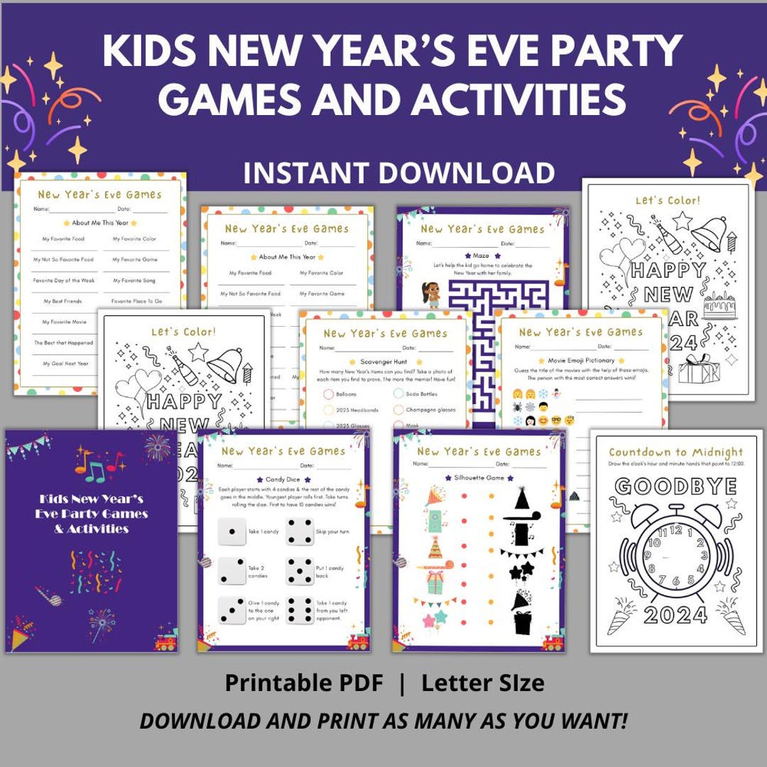 Kids New Year's Eve Party Games and Activities | Printable New Year ...