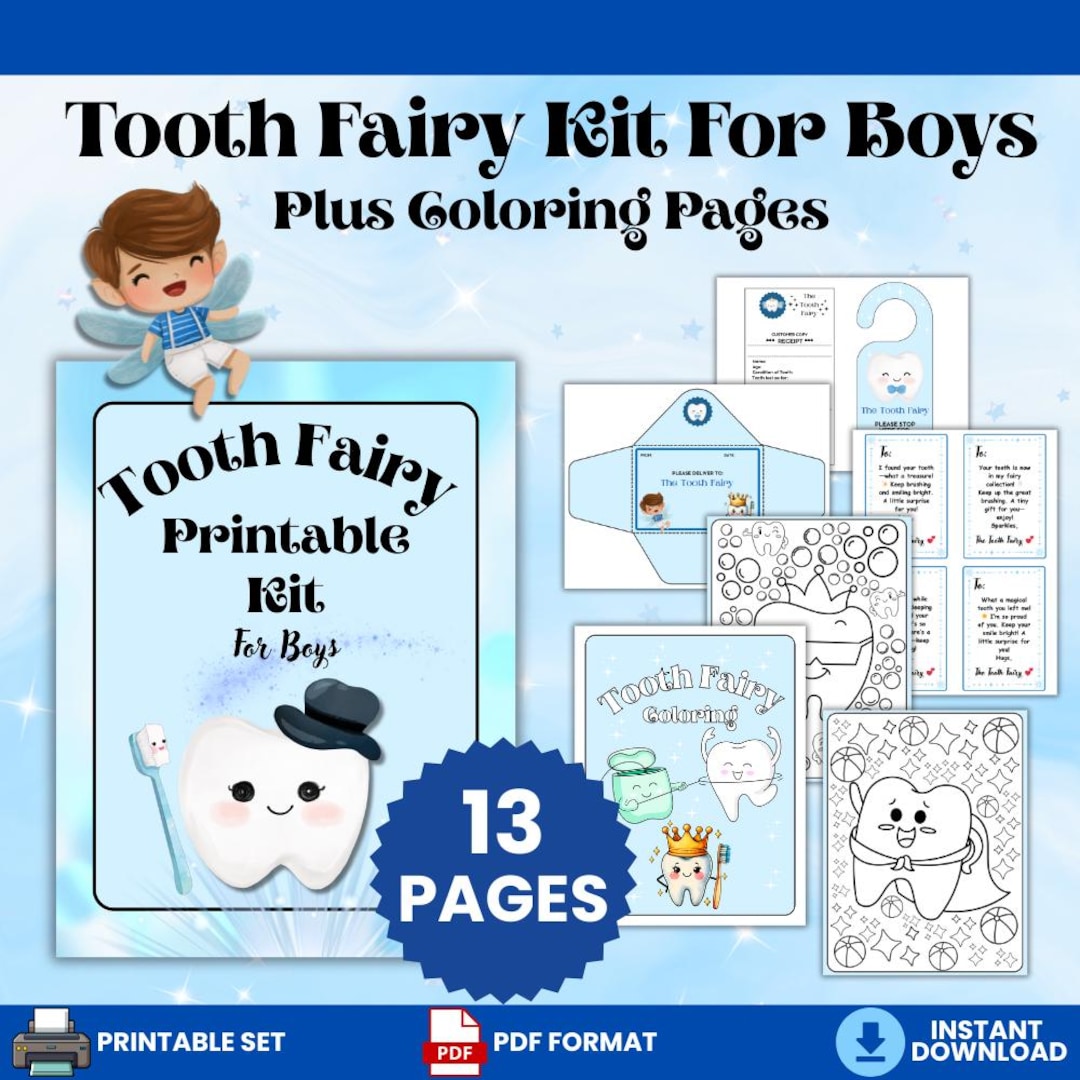 Tooth Fairy Printable Kit for Boys, Tooth Fairy Official Certificate ...