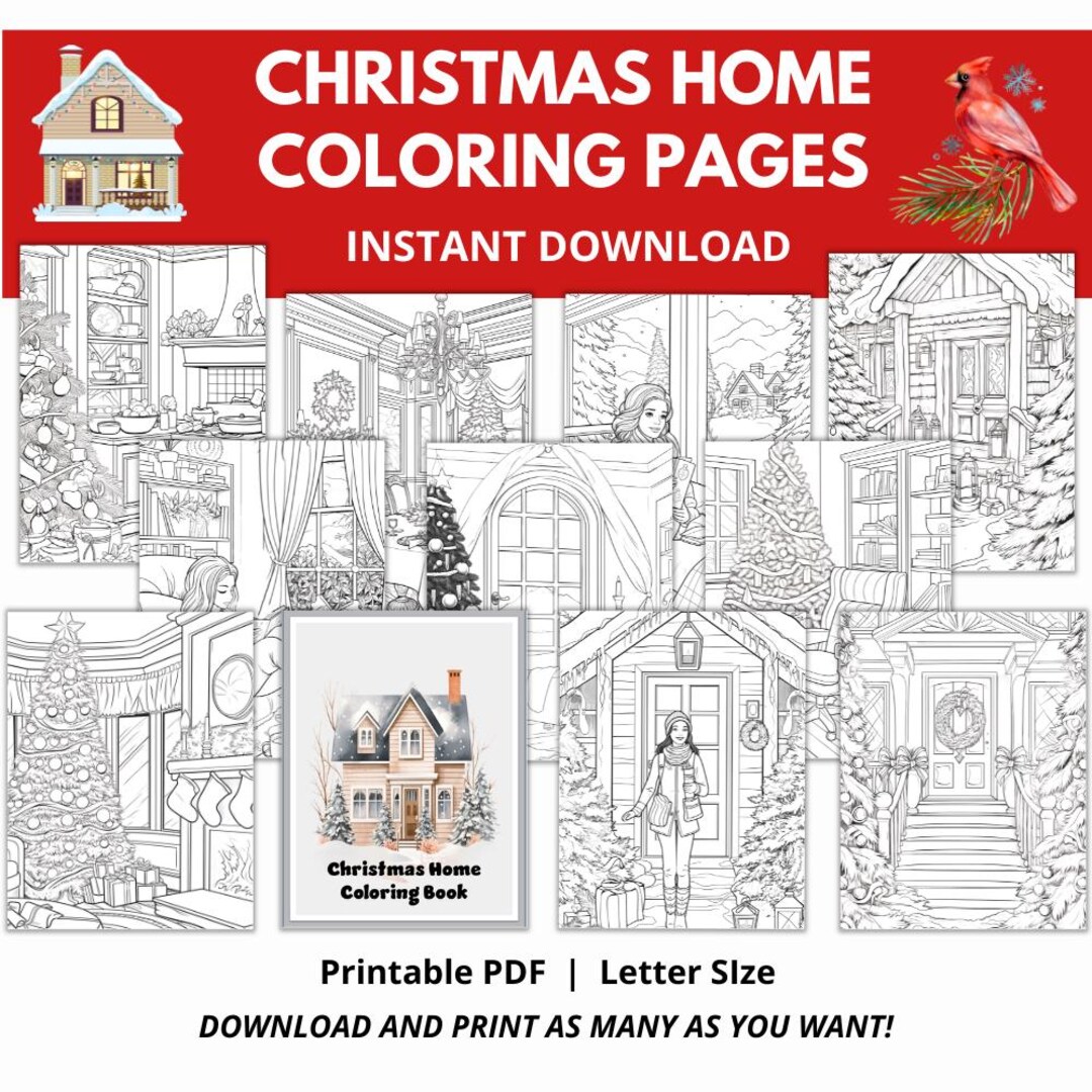 Christmas Home Coloring Pages | Adult Coloring Pages | Christmas ...