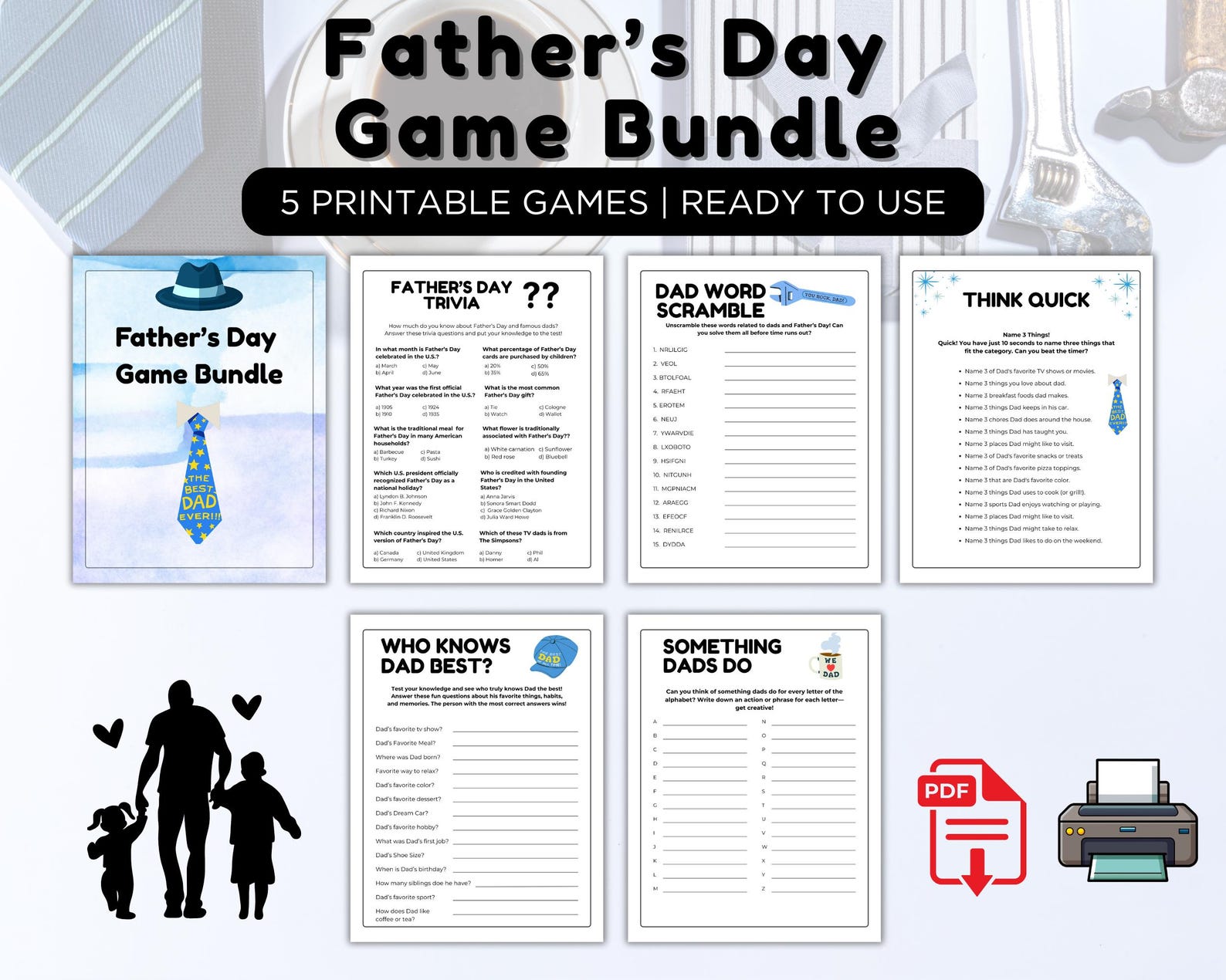Father's Day Games, Printable Father's Day Games for Family, Party ...