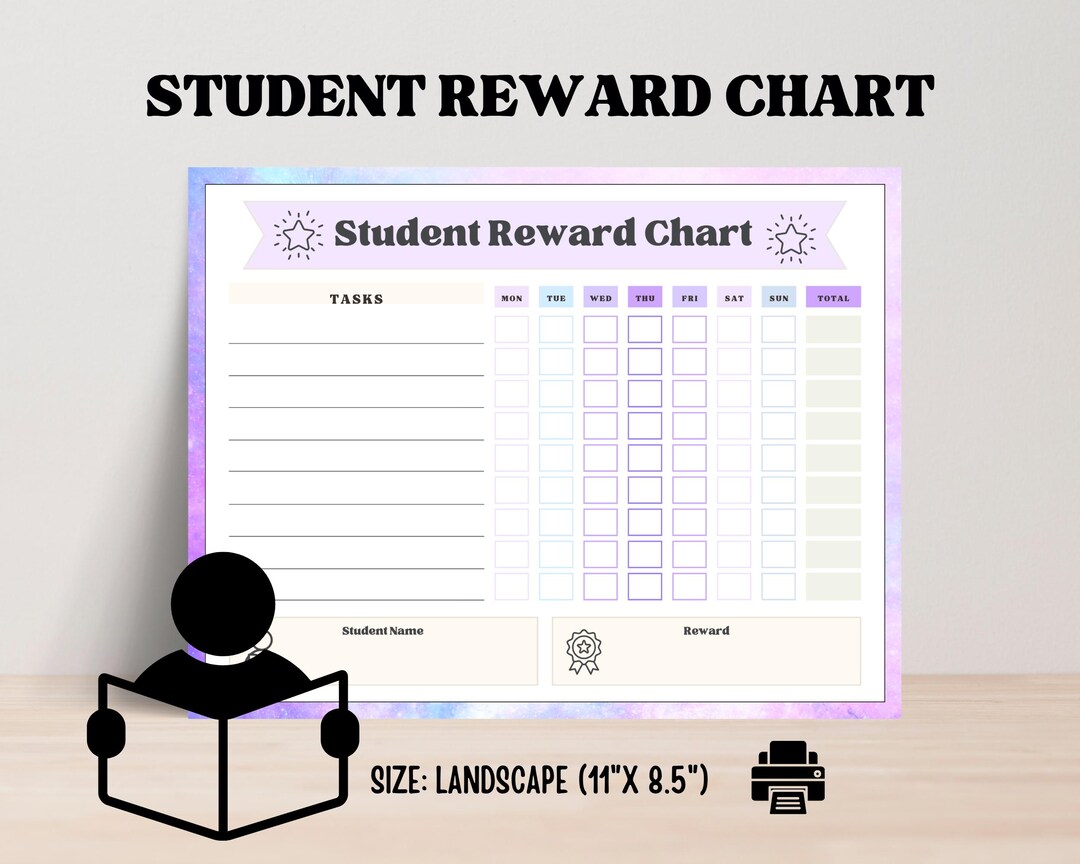 Student Reward Chart, Kids Reward Chart, Behavior Chart, Printable ...