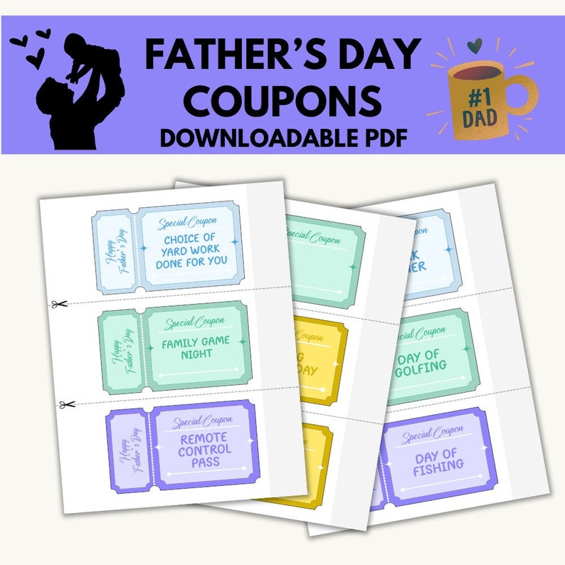 Father's Day Coupons Father's Day Gift Dad's Birthday Coupon Book Gift ...