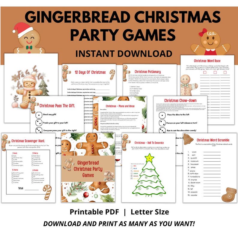 Gingerbread Christmas Party Games | Printable Games for Christmas Party ...