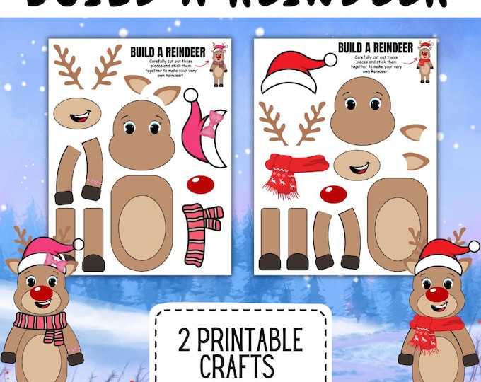 Paper Reindeer Craft, Christmas Reindeer Printable Template, Holiday ...