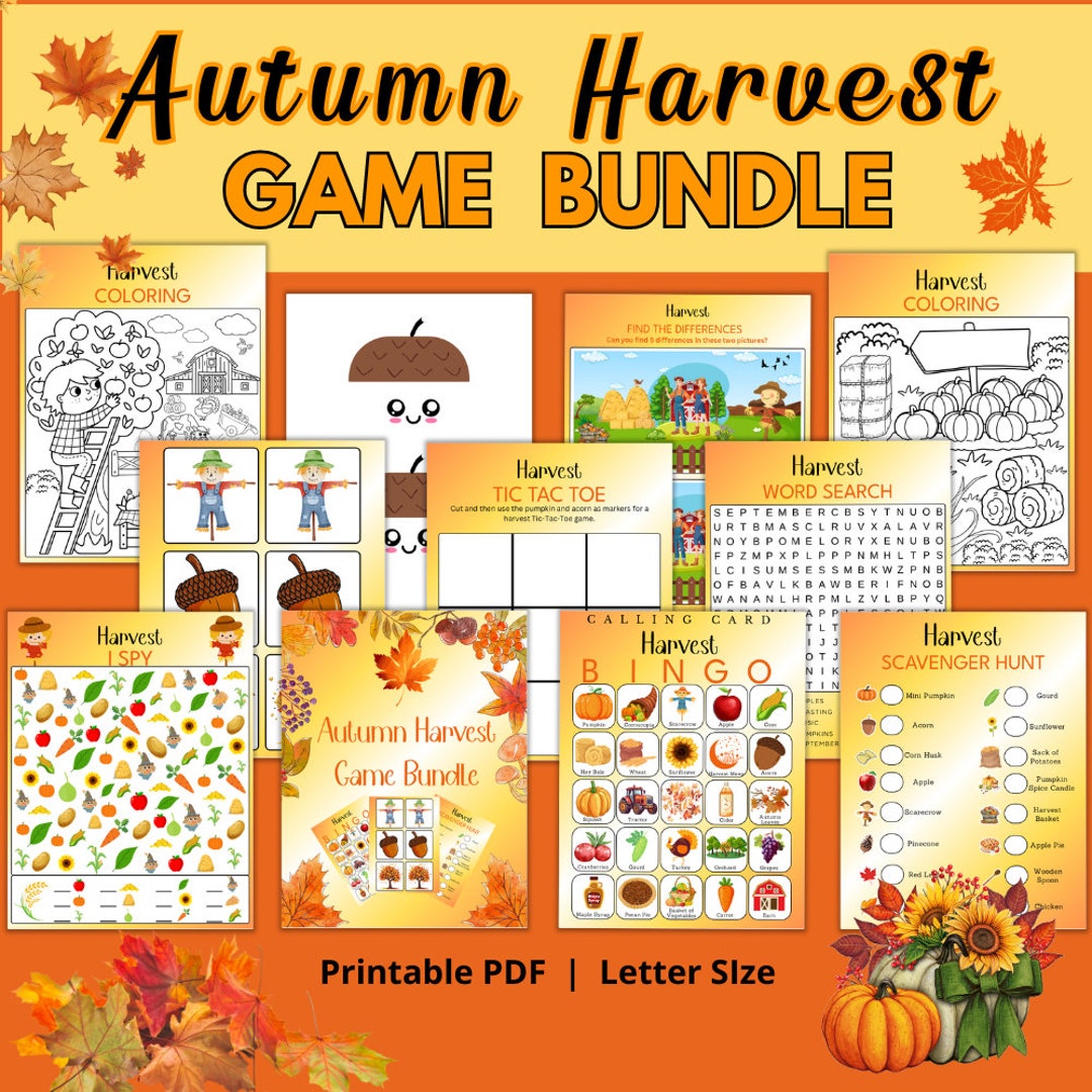 Autumn Harvest Game Bundle | Printable Games for Fall | Family Game ...