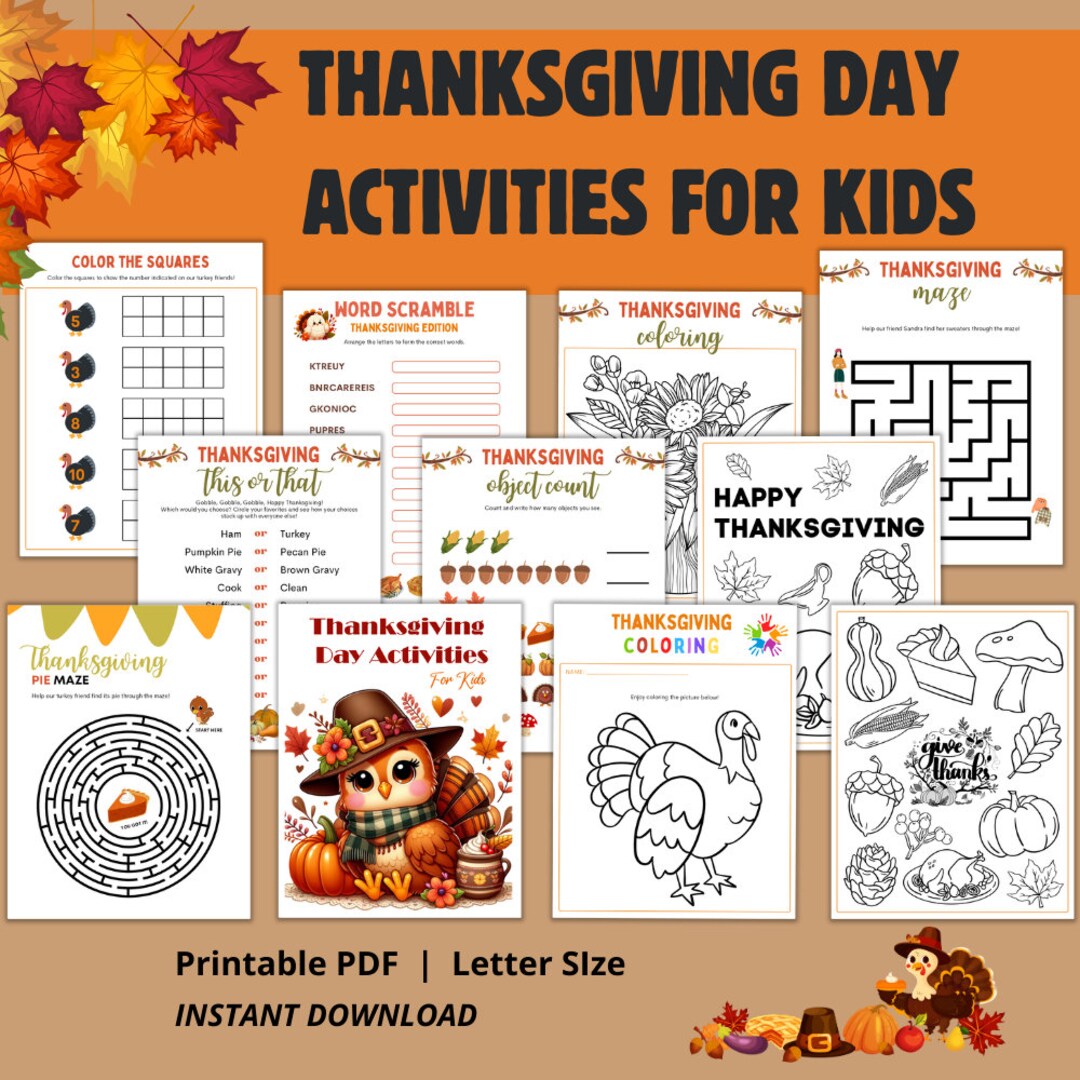 Thanksgiving Day Activities for Kids | Printable Thanksgiving Games ...