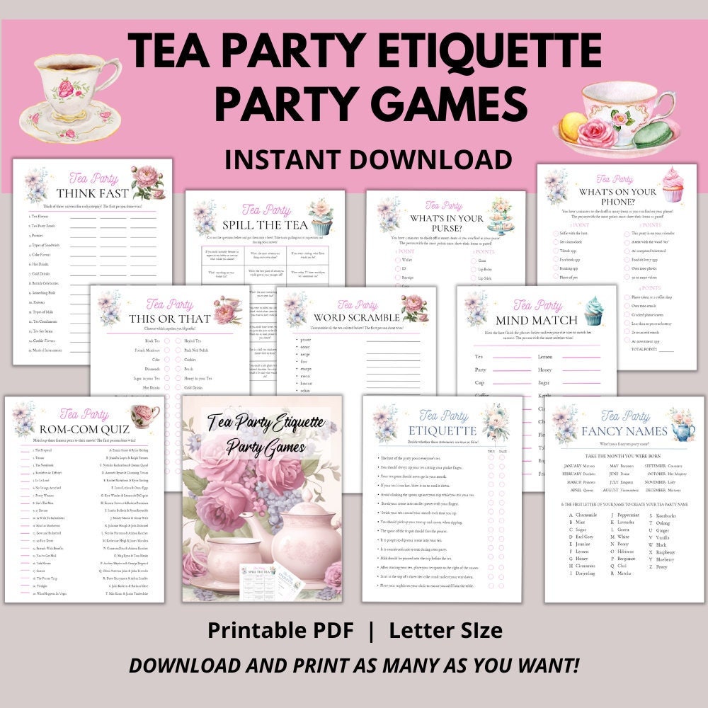 Tea Party Etiquette Party Games | Tea Etiquette Game | Ladies Tea Party ...