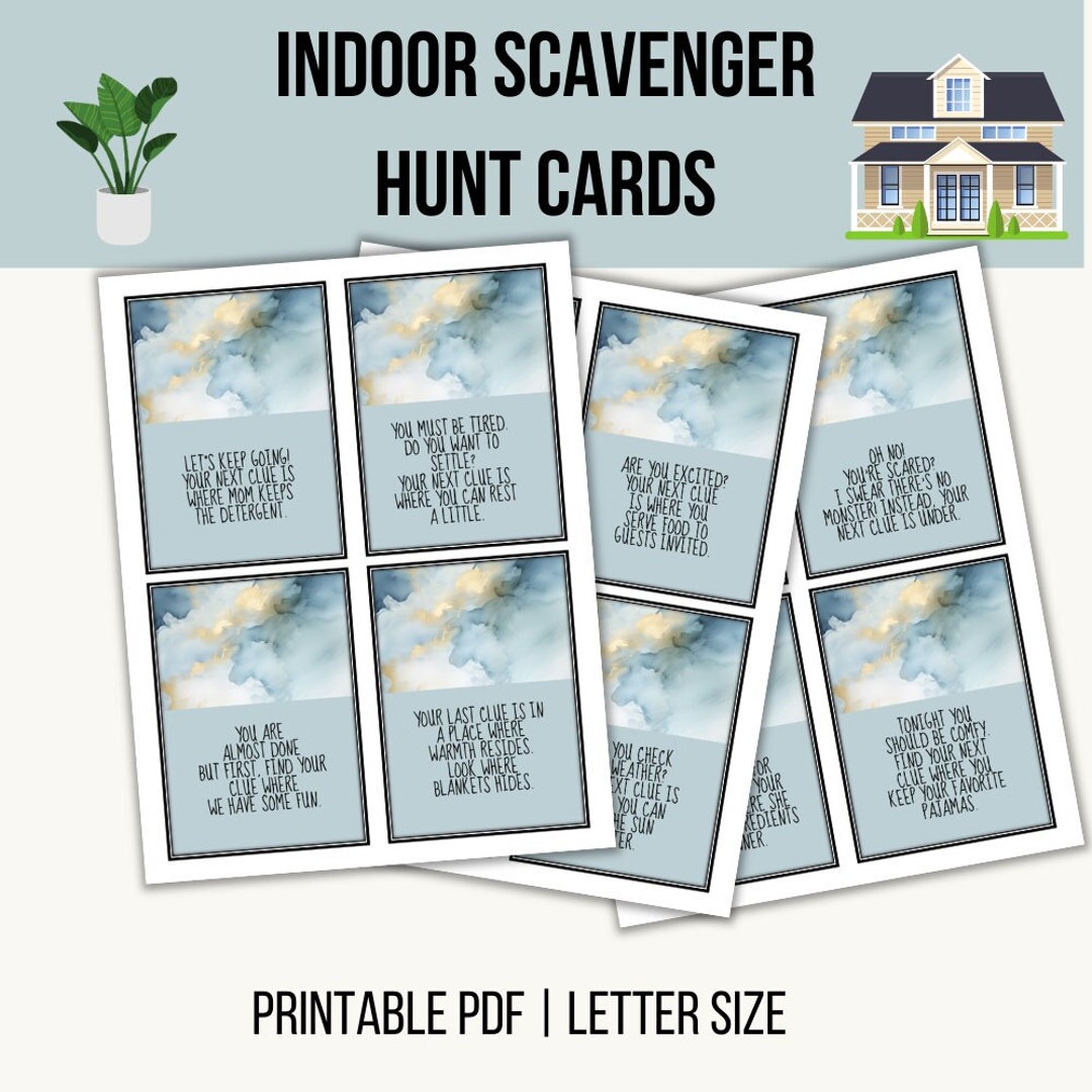 Indoor Scavenger Hunt Cards | Printable Scavenger Hunt Cards ...
