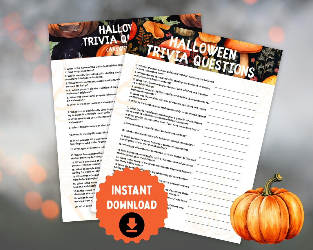 Halloween Trivia Questions | Printable Halloween Quiz |trivia Game ...