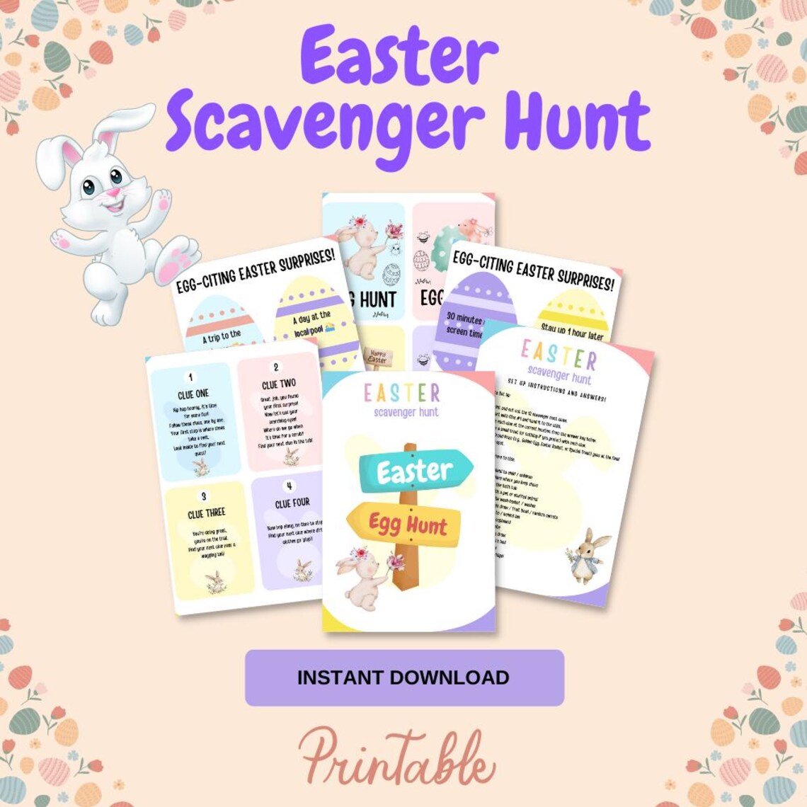 Easter Scavenger Hunt for Kids | Easter Egg Hunt | Easter Treasure Hunt ...