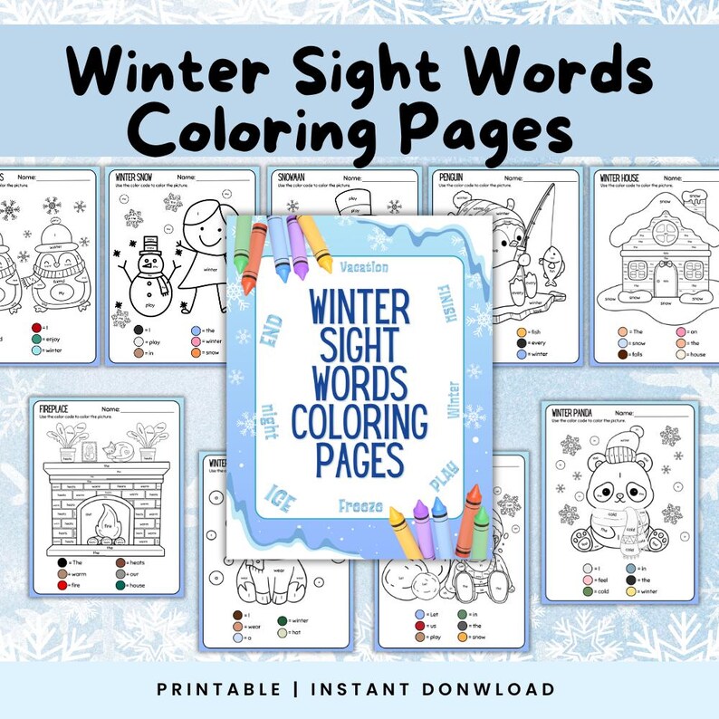 Winter Sight Words Coloring Pages - Printable Activity for Kids ...