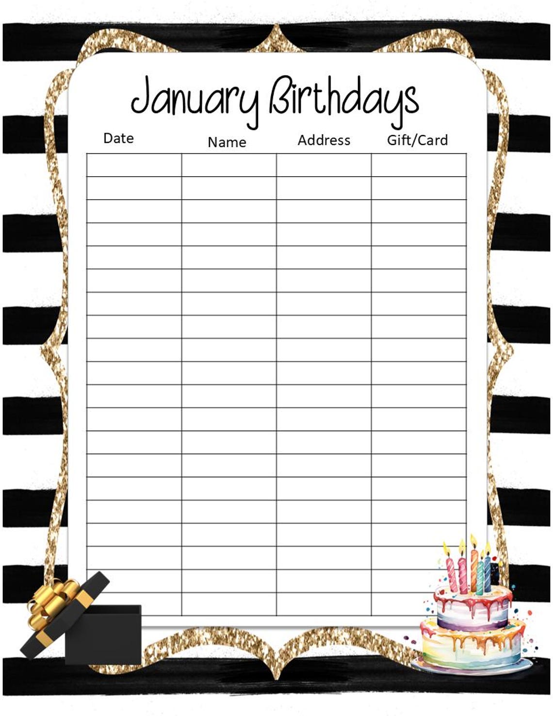 Printable Birthday Tracker | Birthday Planner | Family Birthday Log ...