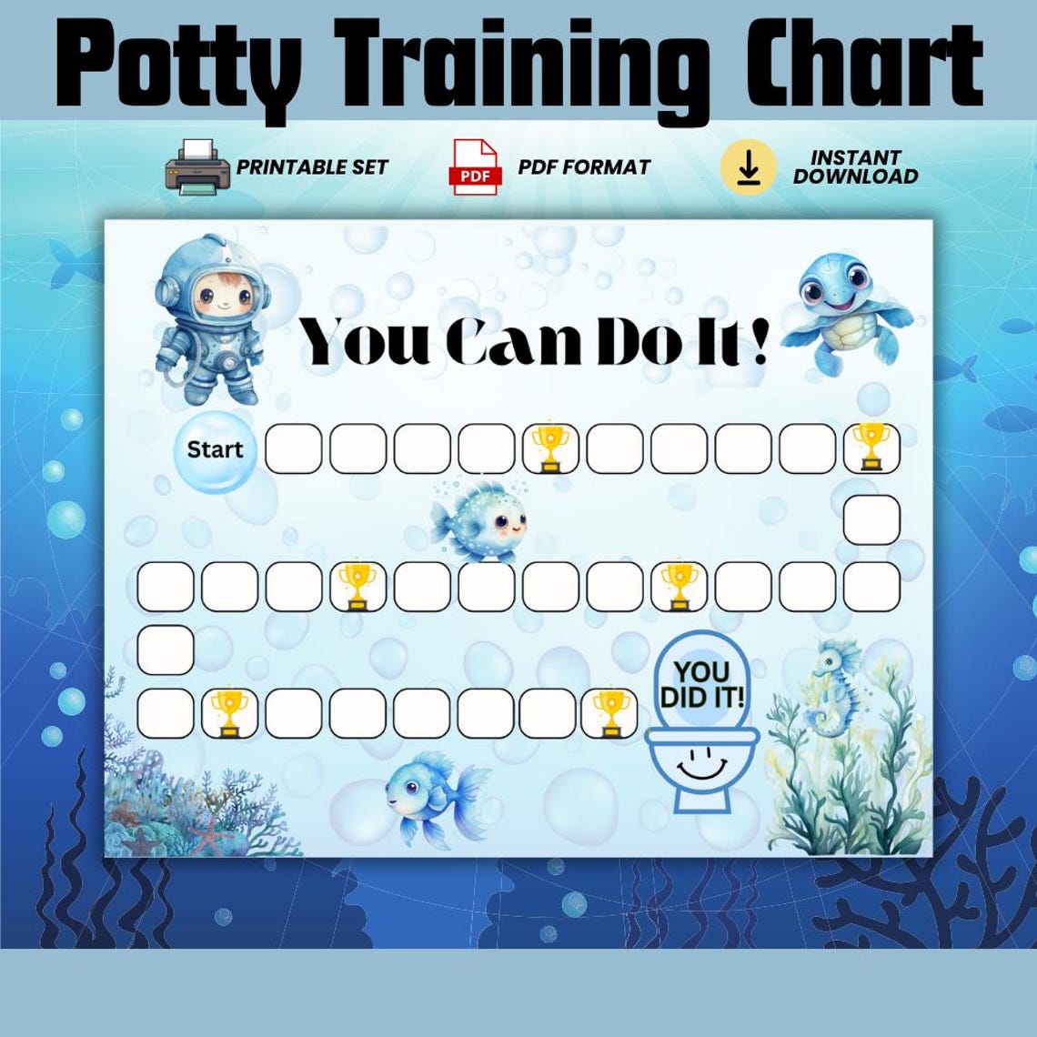 Toddler Potty Training Chart, Kids Reward Chart, Printable Potty ...