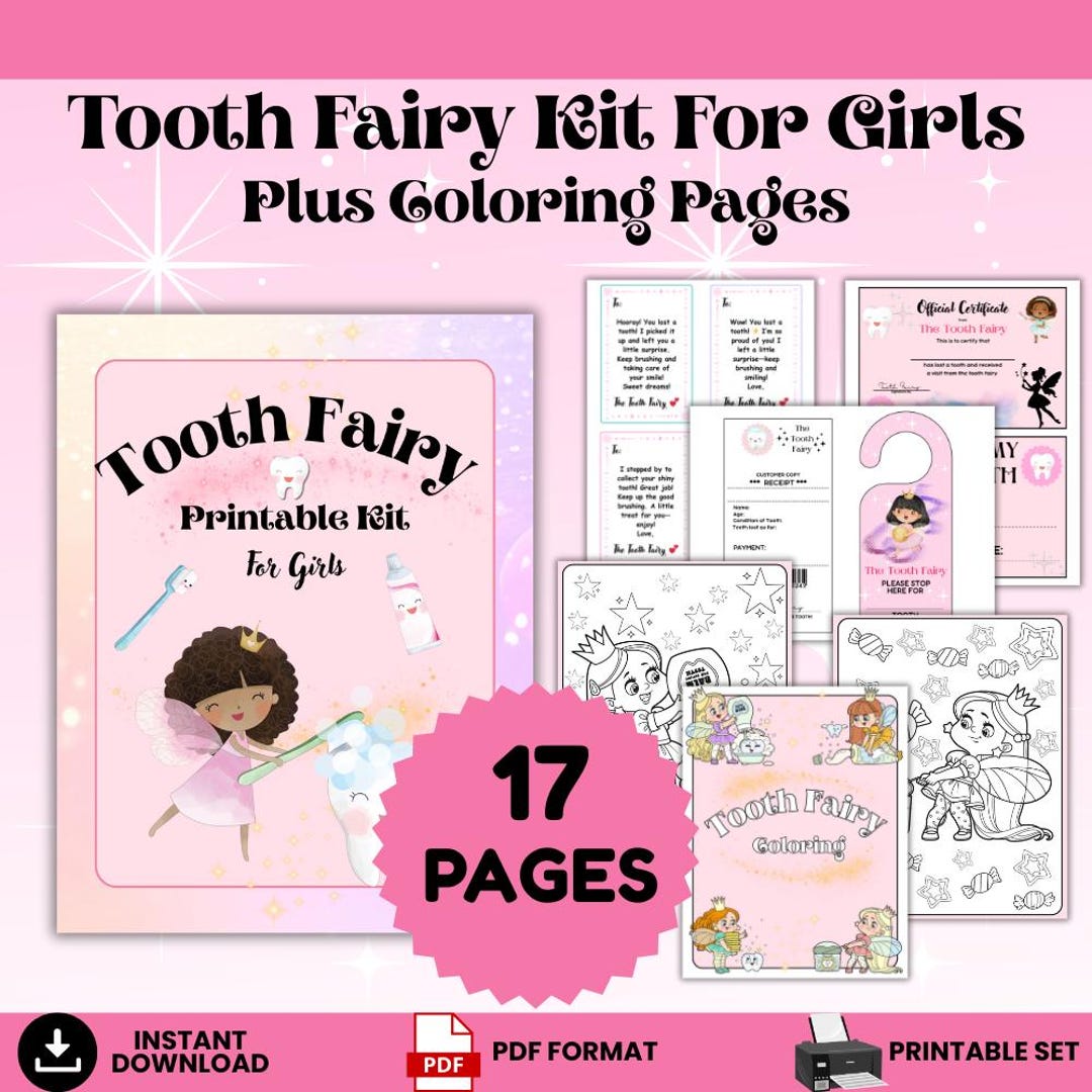 Tooth Fairy Printable Kit for Girls, Tooth Fairy Official Certificate ...