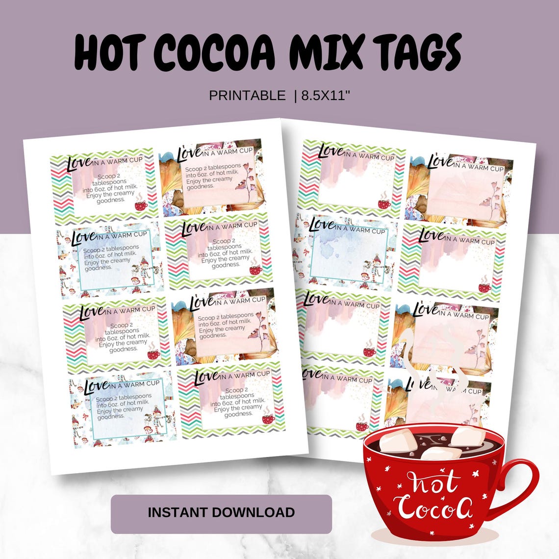 Hot Chocolate Mix Tags | DIY Holiday Gift Tags | Christmas Gift Tags ...