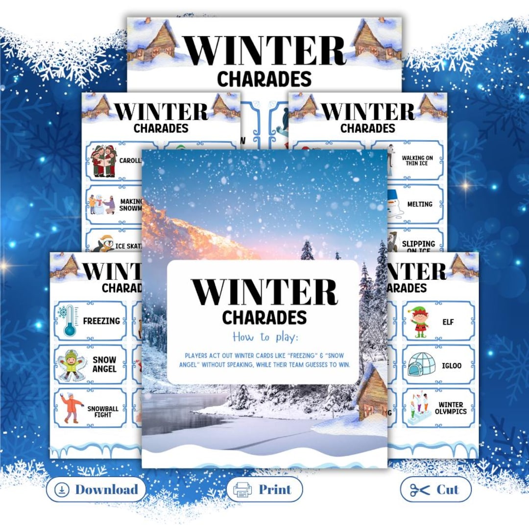 Winter Charades Game for Adults & Kids | Winter Themed Party Games ...